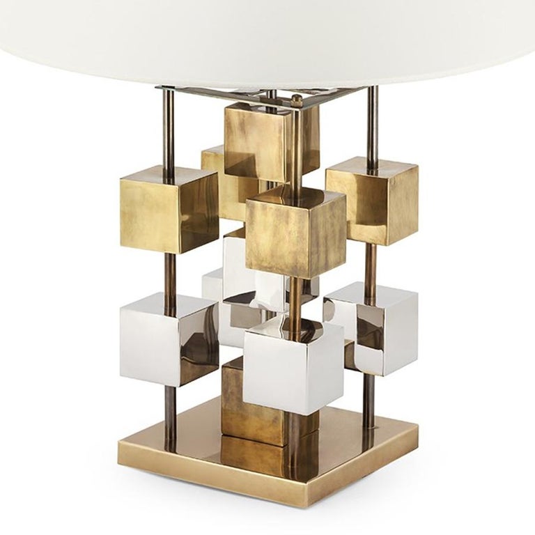 Cubism Table Lamp with Gold and Chrome Finish For Sale at 1stDibs ...
