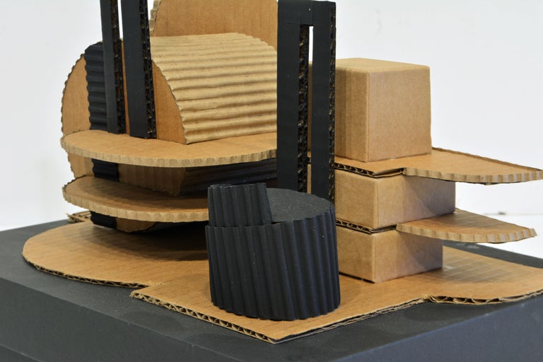 Cubist Bauhaus Style Architectural Cardboard Table Sculpture by Virgil ...