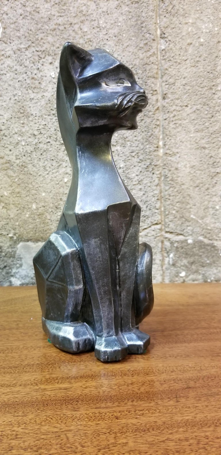 Cubist Figurine of a Cat Dated 1961 For Sale at 1stDibs