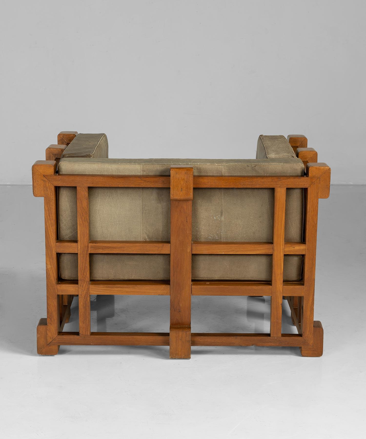 Cubist Leather Chairs, France, Circa 1970 at 1stDibs