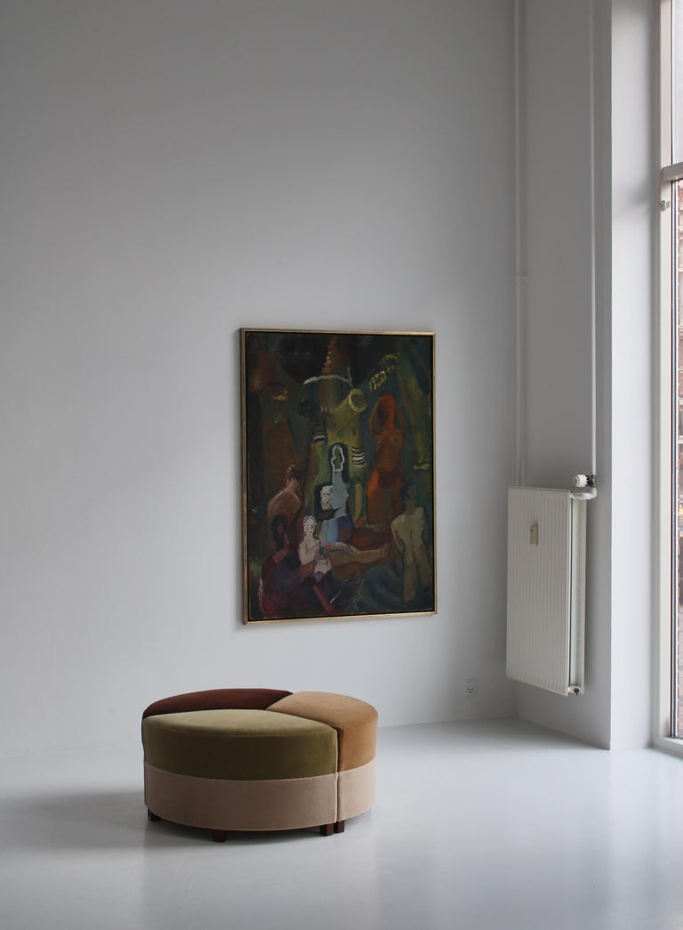 Cubist Oil Painting with Figure Composition by Ebba Carstensen, Denmark ...