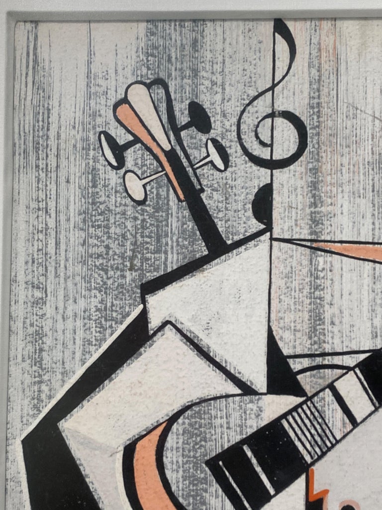 Cubist Pastel Painting by Record For Sale at 1stDibs