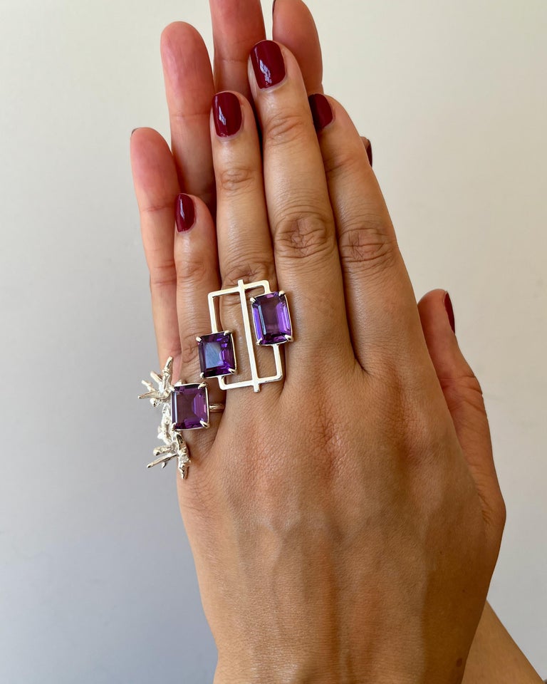 Customizable Cubist Ring in Amethyst and Sterling Silver For Sale at ...