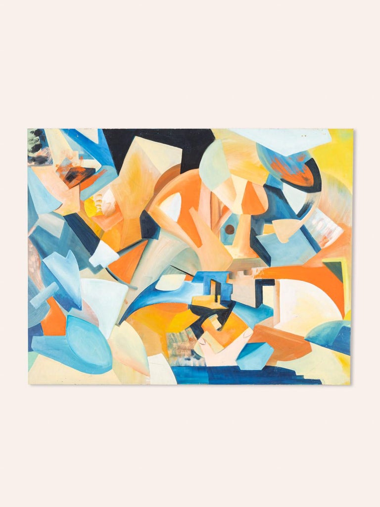 Cubistic Painting Acrylic on Hardboard 1960s Ready to Hang For Sale at ...
