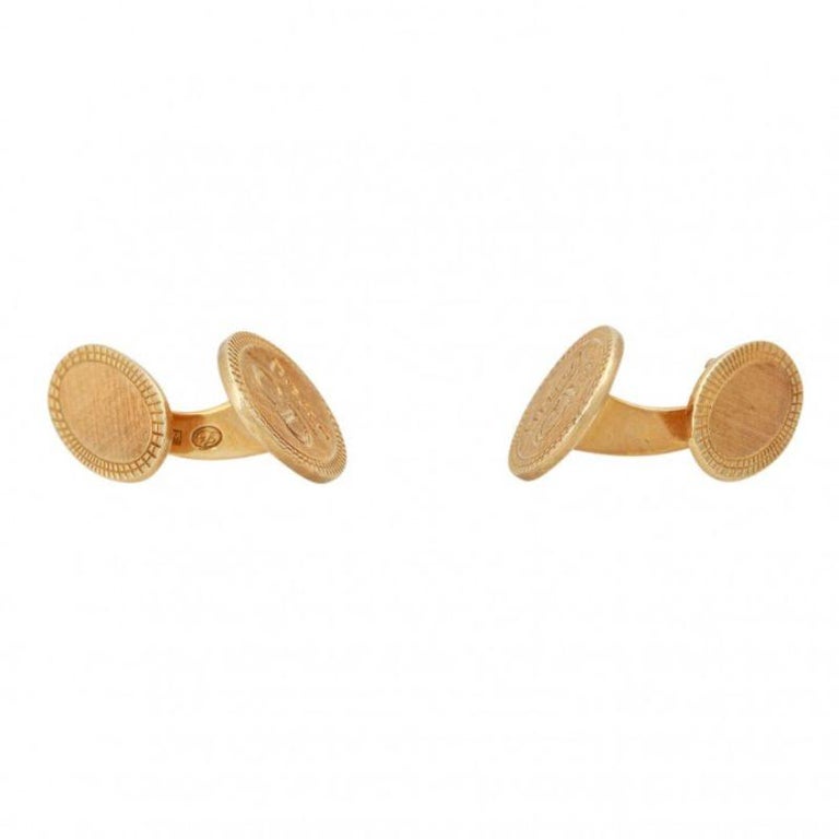 Cufflinks 'Couple', Oval with Engraving "CD" For Sale at 1stDibs