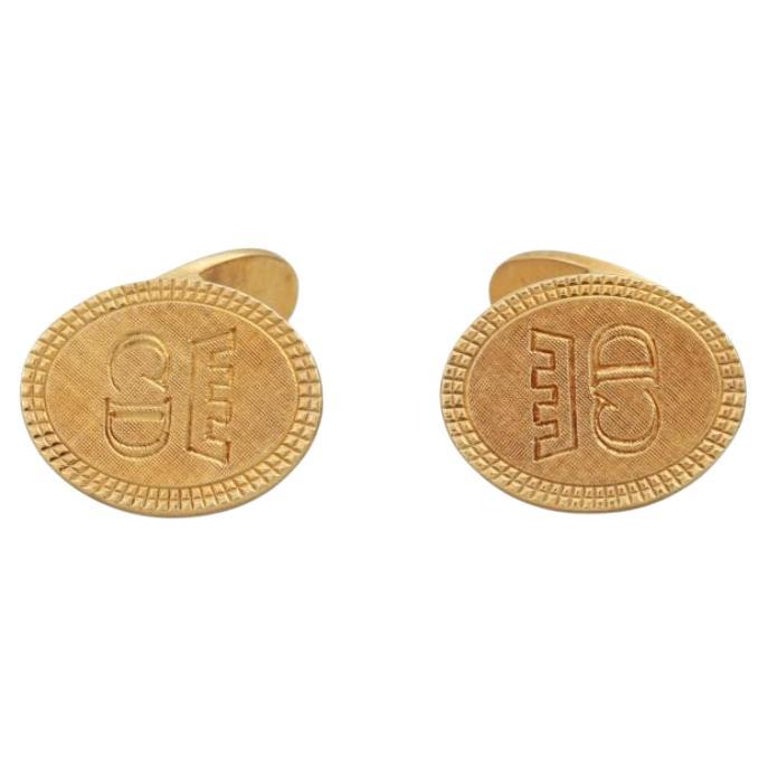 Cufflinks 'Couple', Oval with Engraving "CD" For Sale at 1stDibs