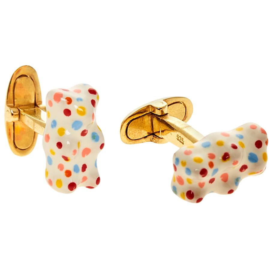 Cufflinks Gummy Bear Unisex Gift 18 Karat Silver Gold-Plated Greek ...