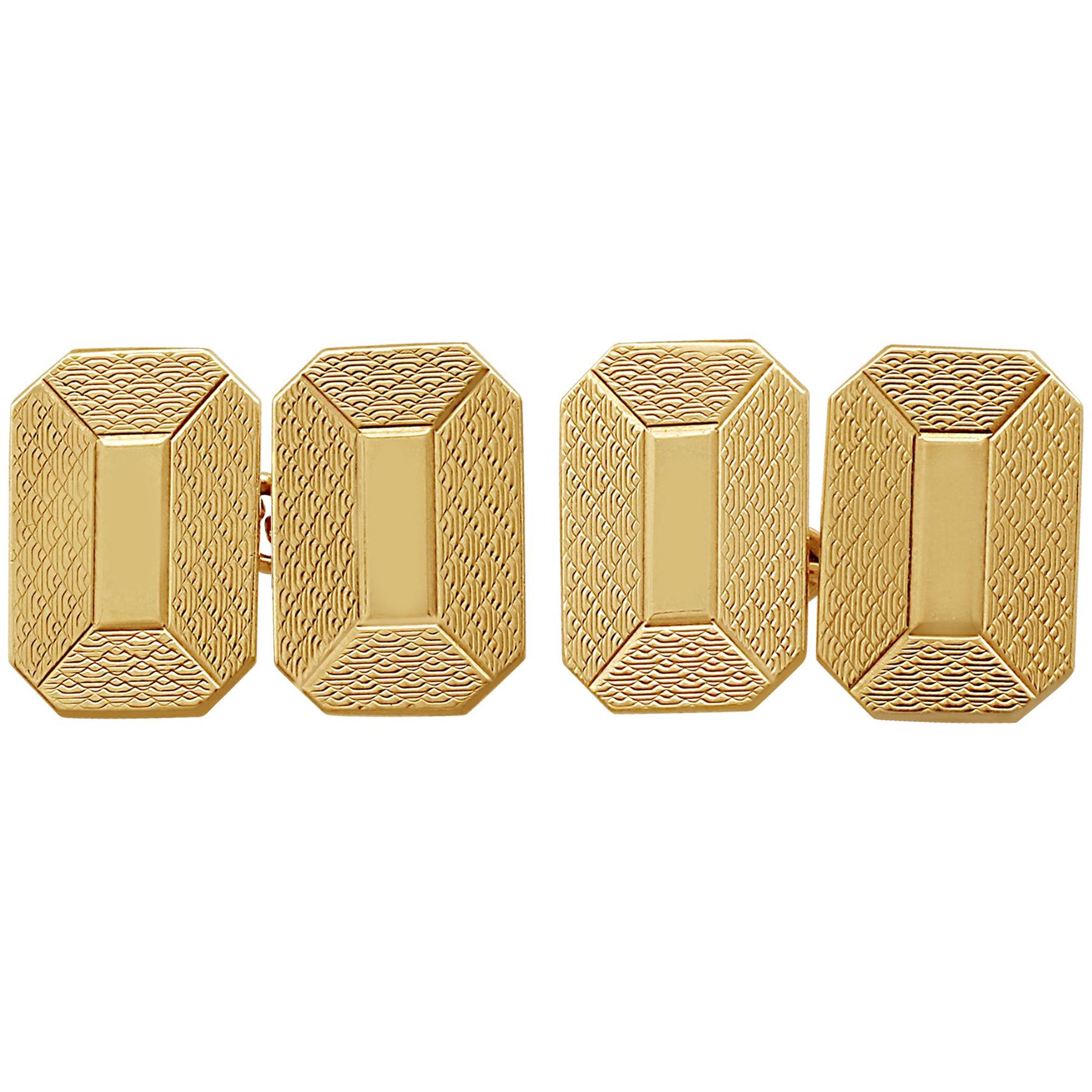 Gold Vintage Button-Style Cufflinks in 18 Karat Yellow Gold For Sale at ...