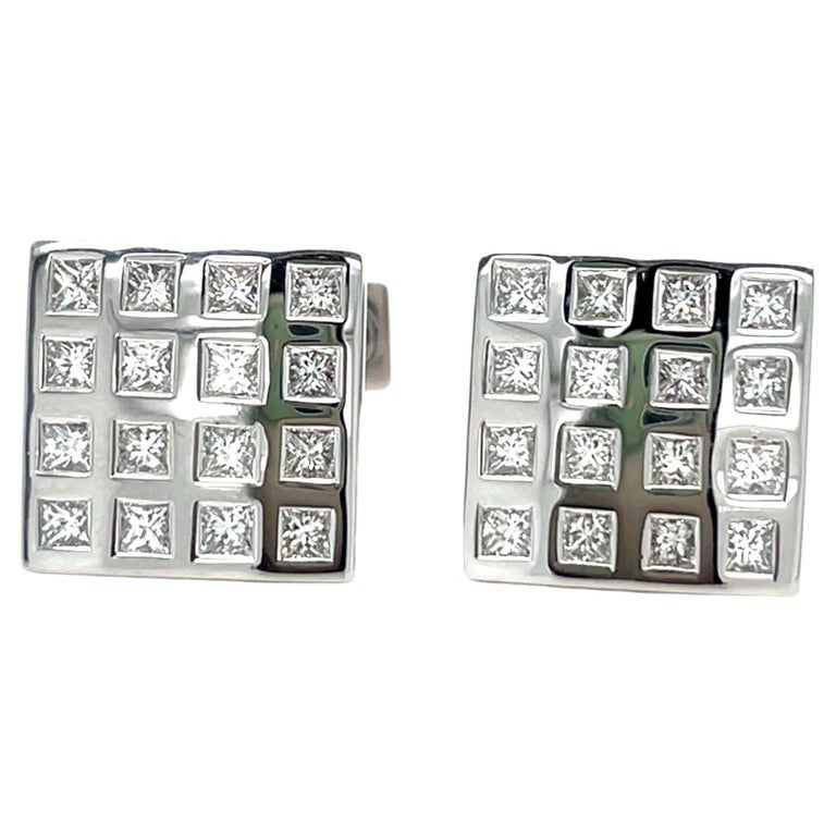 Cufflinks Natural Princess Diamond For Sale at 1stDibs