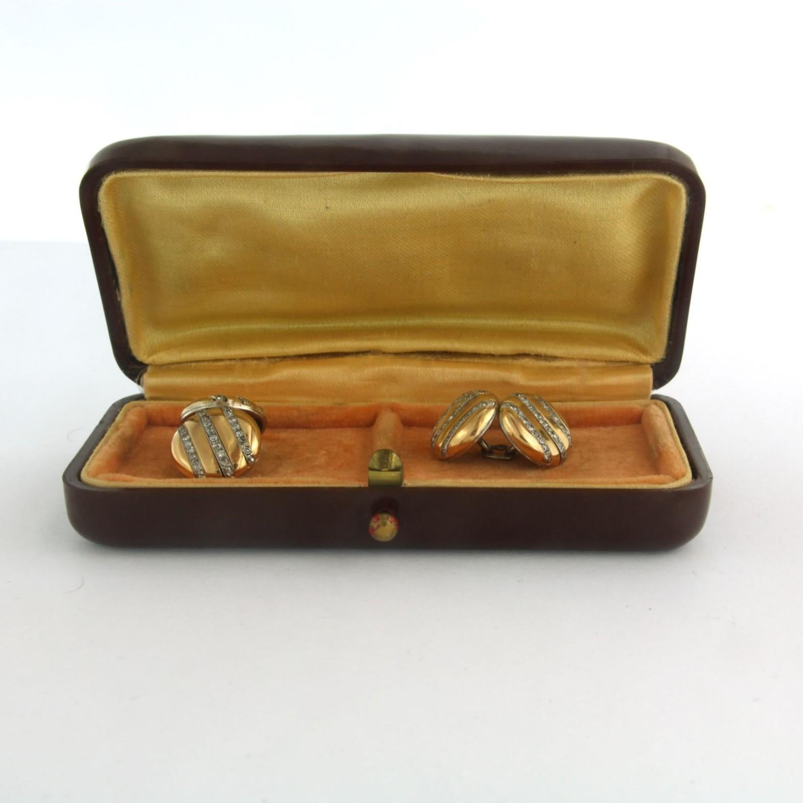 Cufflinks with diamonds 18k yellow gold and 850 Platinum For Sale at ...