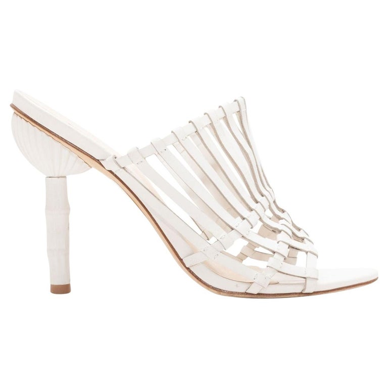 Cult Gaia White Ark Leather Heeled Sandals For Sale at 1stDibs