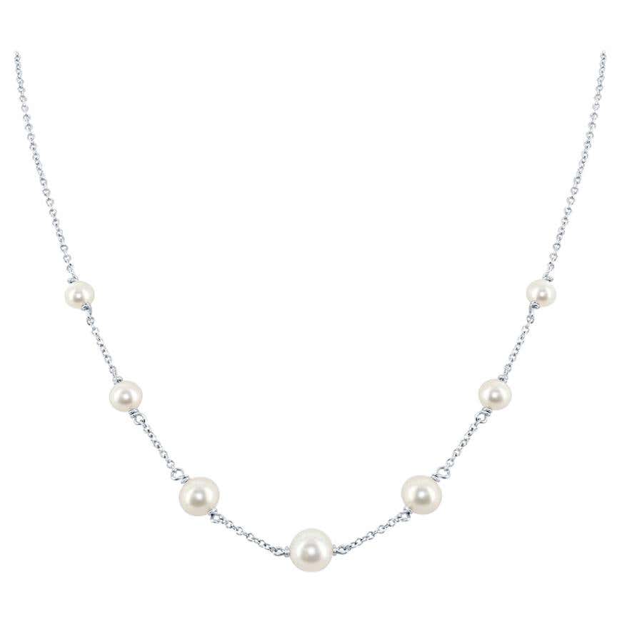925 Sterling Silver And Cultured Freshwater 9 Pearl Dangle Necklace