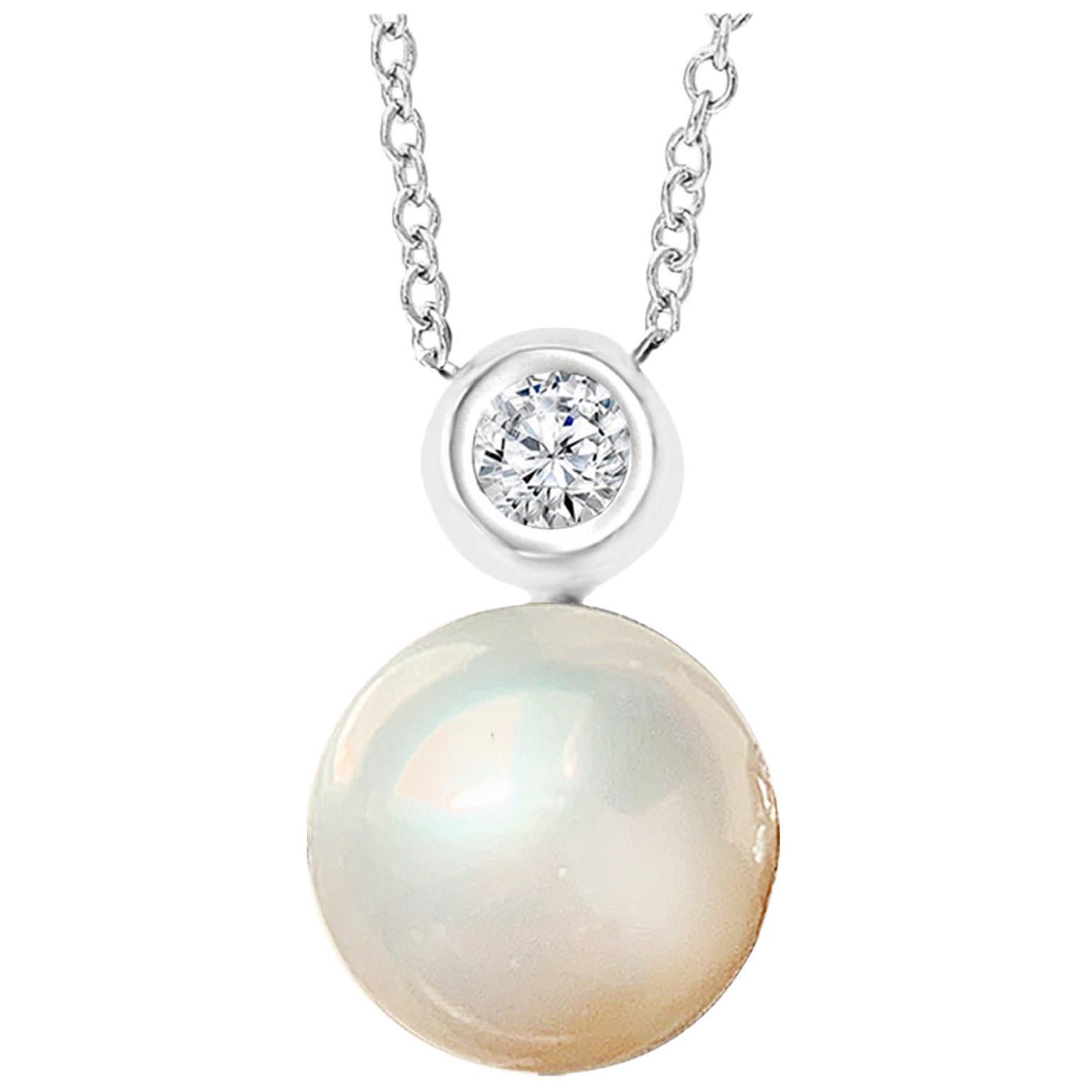 Freshwater Baroque Cultured Pearl And 18 Karat White Wire Necklace For