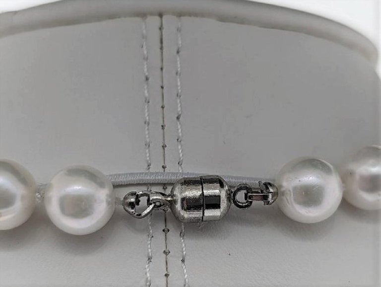 Cultured Pearls with Silver Magnetic Clasp For Sale at 1stDibs