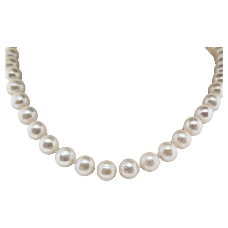 Cultured Pearls with Silver Magnetic Clasp For Sale at 1stDibs