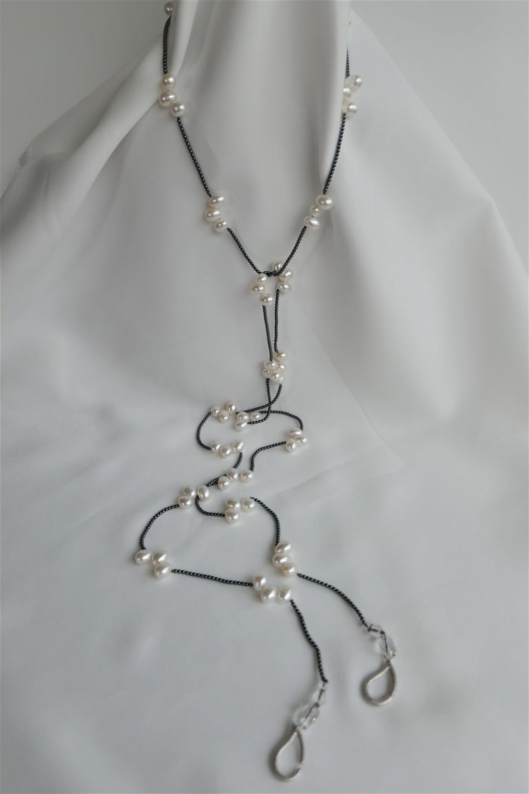 Cultured Pearls Hematite 925 Sterling Silver Gemstone Long Necklace For ...