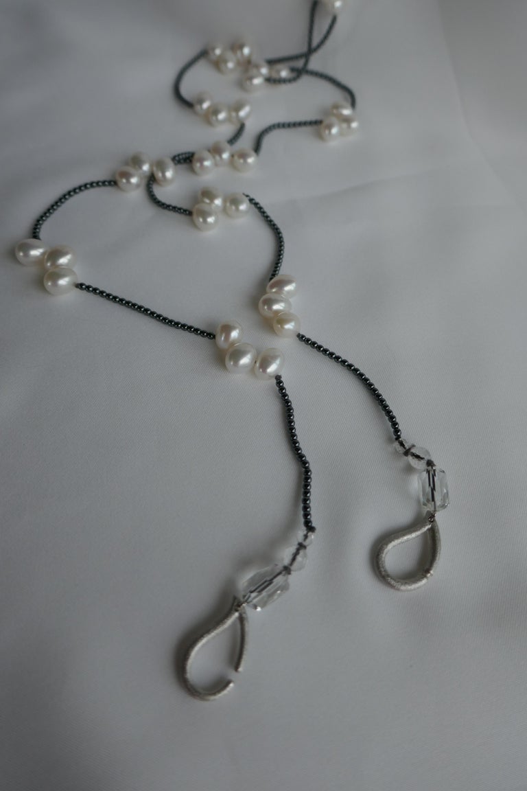 Cultured Pearls Hematite 925 Sterling Silver Gemstone Long Necklace For ...