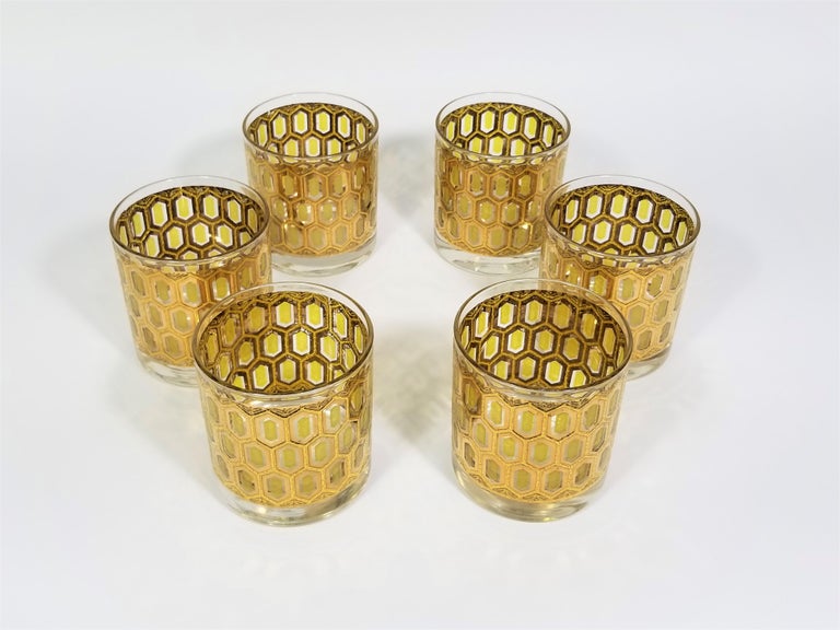 Culver 22k Gold Barware Glassware 1960s Mid Century Set of 6 at 1stDibs