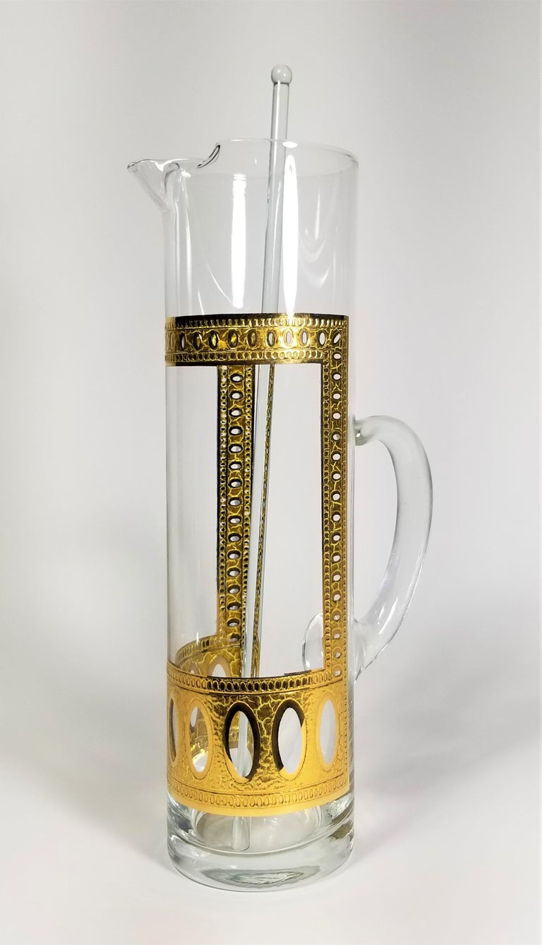 Culver 22K Gold Martini Pitcher with Glass Stirrer 1960s Mid Century at ...