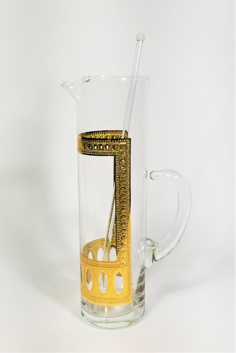 Culver 22K Gold Martini Pitcher with Glass Stirrer 1960s Mid Century at ...