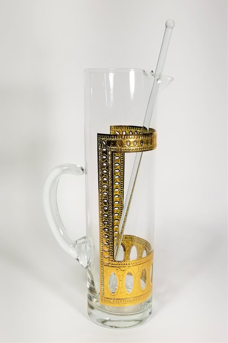 Culver 22K Gold Martini Pitcher with Glass Stirrer 1960s Mid Century at ...