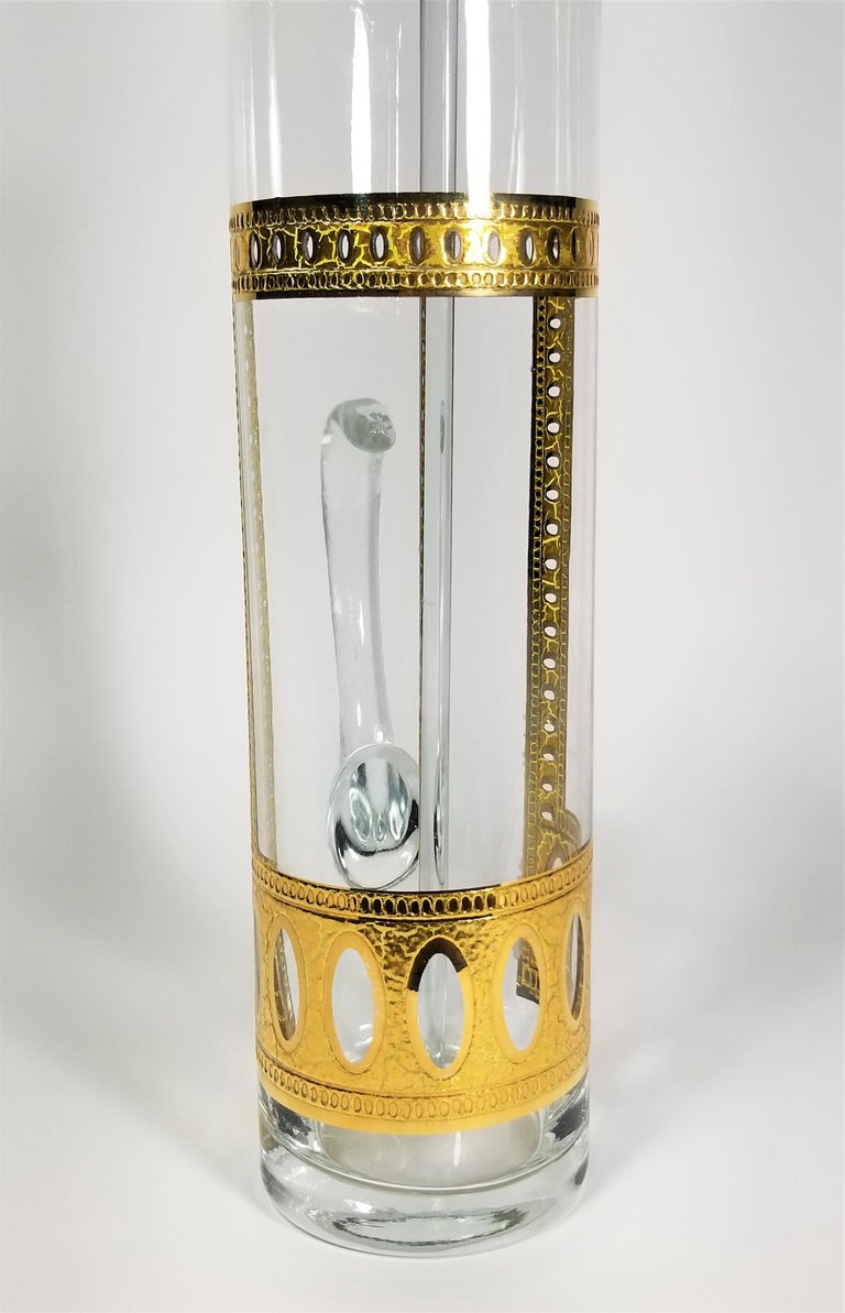 Culver 22K Gold Martini Pitcher with Glass Stirrer 1960s Mid Century at ...