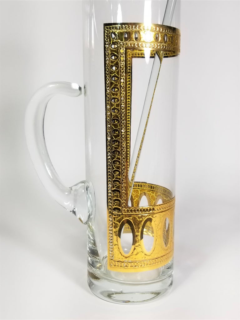 Culver 22K Gold Martini Pitcher with Glass Stirrer 1960s Mid Century at ...