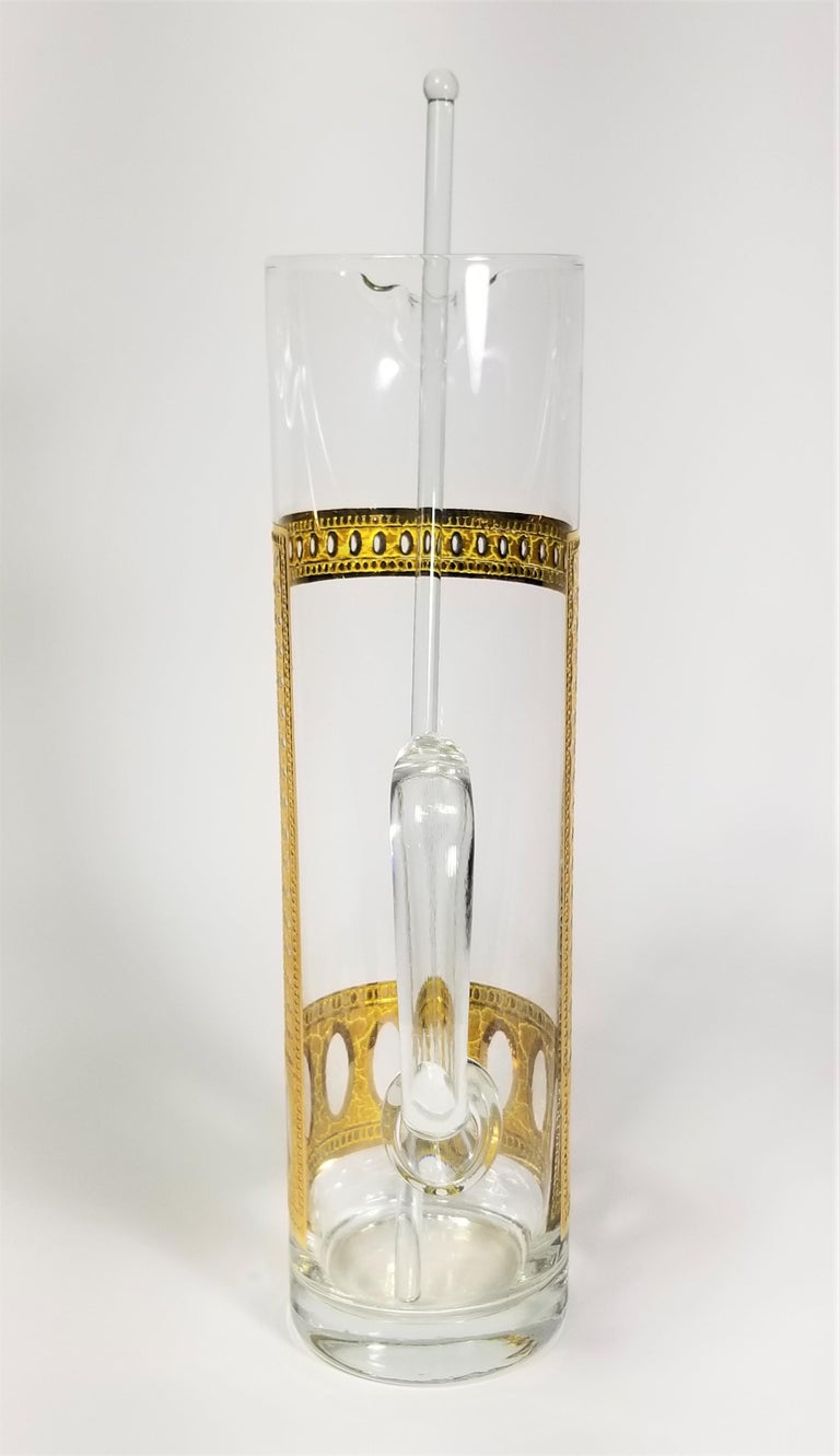 Culver 22K Gold Martini Pitcher with Glass Stirrer 1960s Mid Century at ...