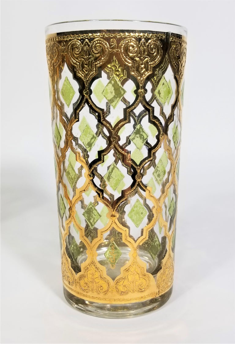 Culver 22K Gold Signed Valencia Design Glassware Barware Mid Century ...