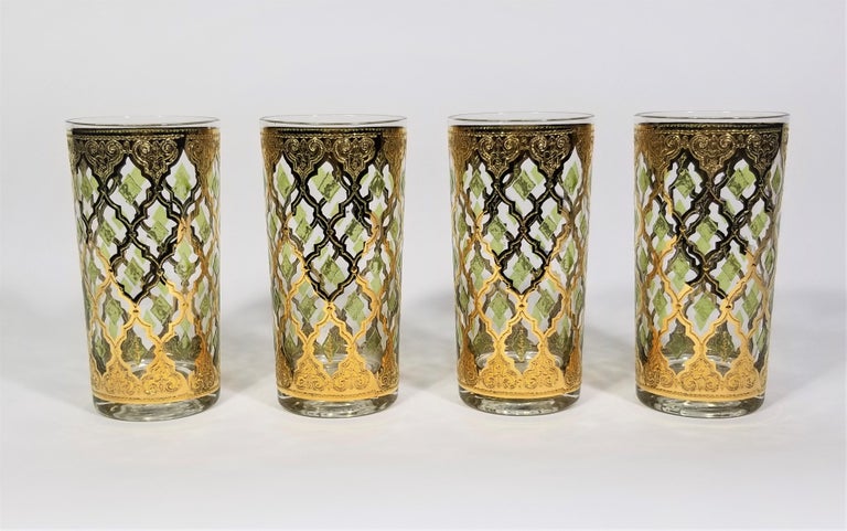 Culver 22k Gold Valencia Design 1960s Glassware Barware For Sale at 1stDibs