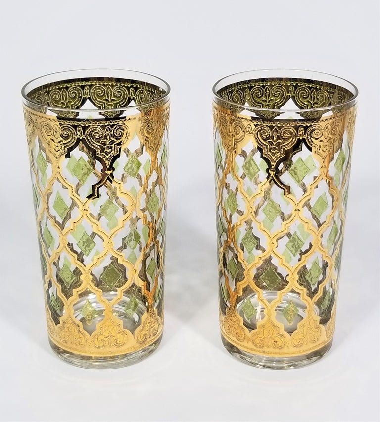 Culver 22k Gold Valencia Design 1960s Glassware Barware For Sale at 1stDibs