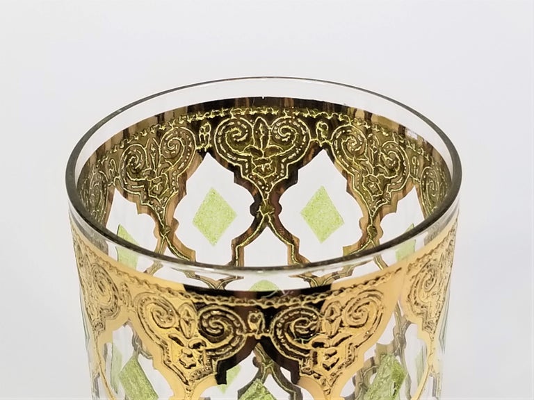 Culver 22k Gold Valencia Design 1960s Glassware Barware For Sale at 1stDibs