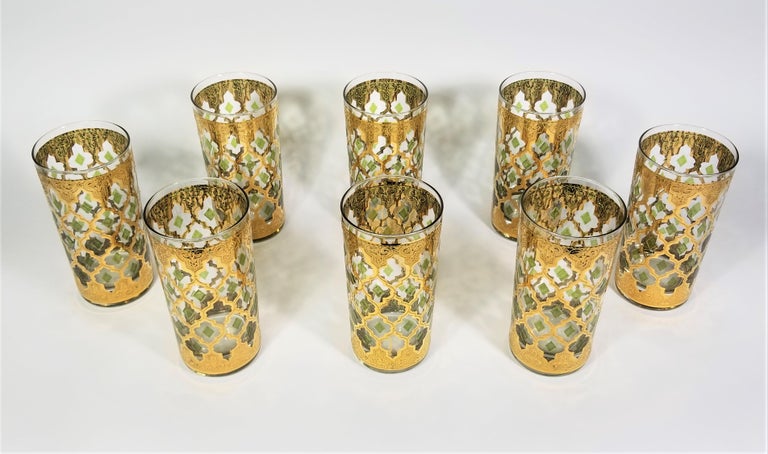 Culver 22k Gold Valencia Glassware Barware 1960s Mid Century Set of 8 ...