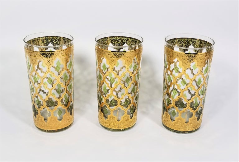 Culver 22k Gold Valencia Glassware Barware 1960s Mid Century Set of 8 ...