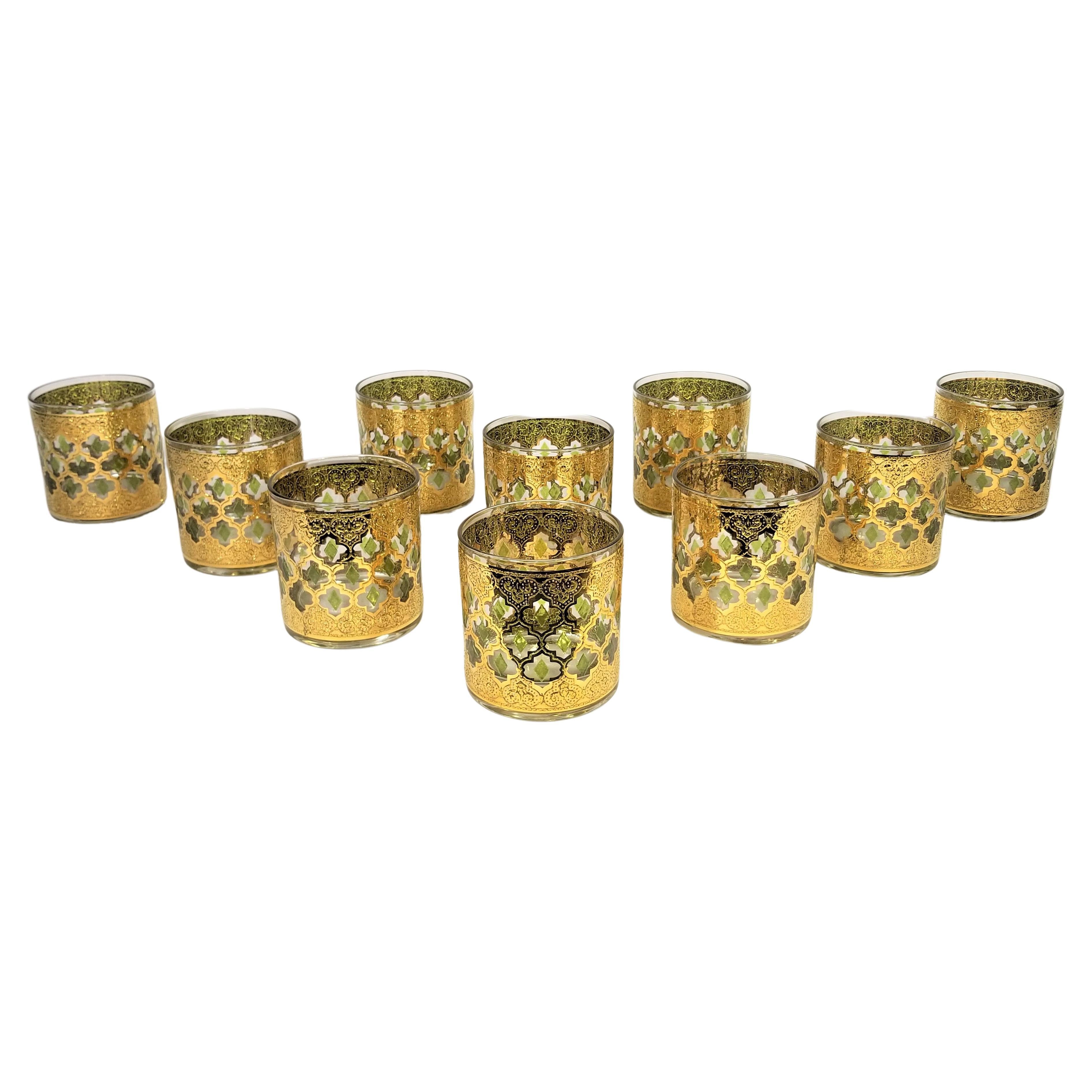 Culver 22K Valencia Glassware Barware Mid Century 1960s Set of 10 , 6 ...