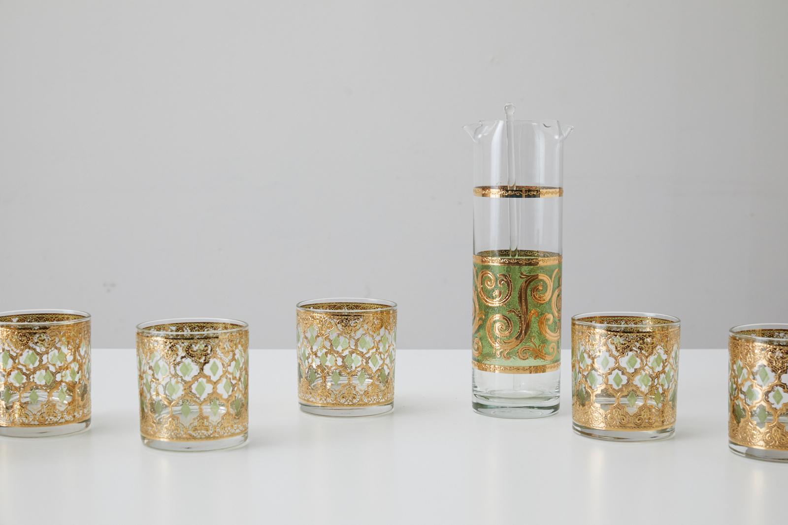 Culver 7-Piece Barware Set of Valencia Moorish Design at 1stDibs