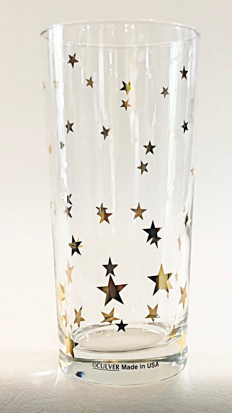 Culver Glass Co. Tumbler Glasses, 22 Carat Gold Stars Set of 6 For Sale ...