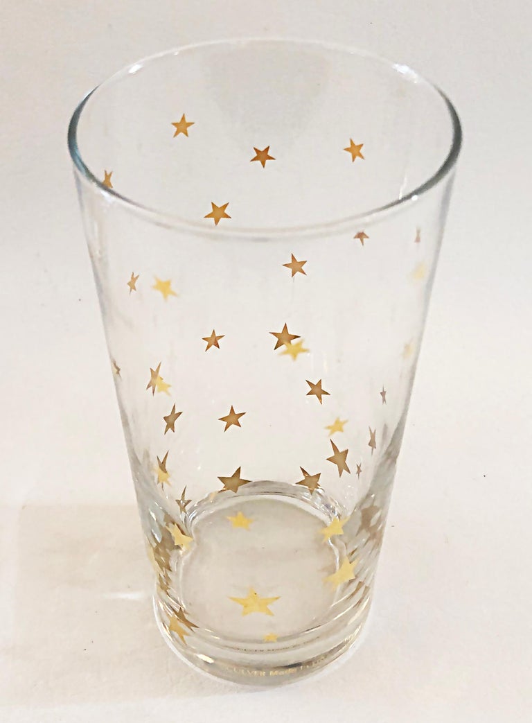 Culver Glass Co. Tumbler Glasses, 22 Carat Gold Stars Set of 6 For Sale ...