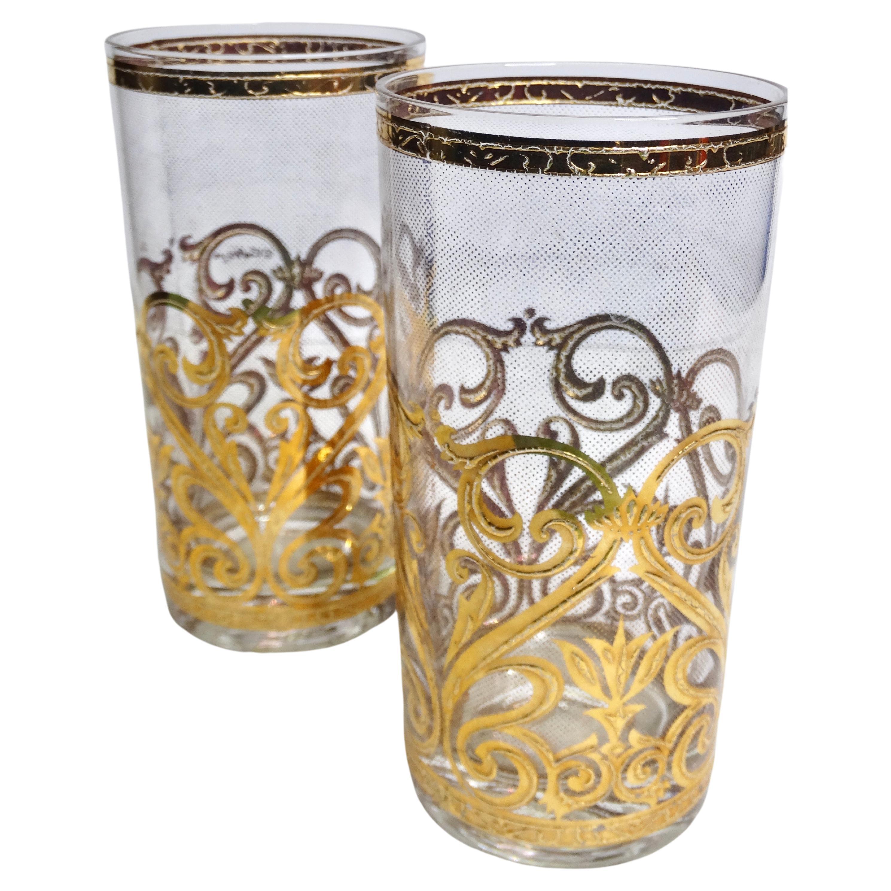 Culver Mid-Century Cloud Gold Frosted Glasses- Set of 6 For Sale at 1stDibs