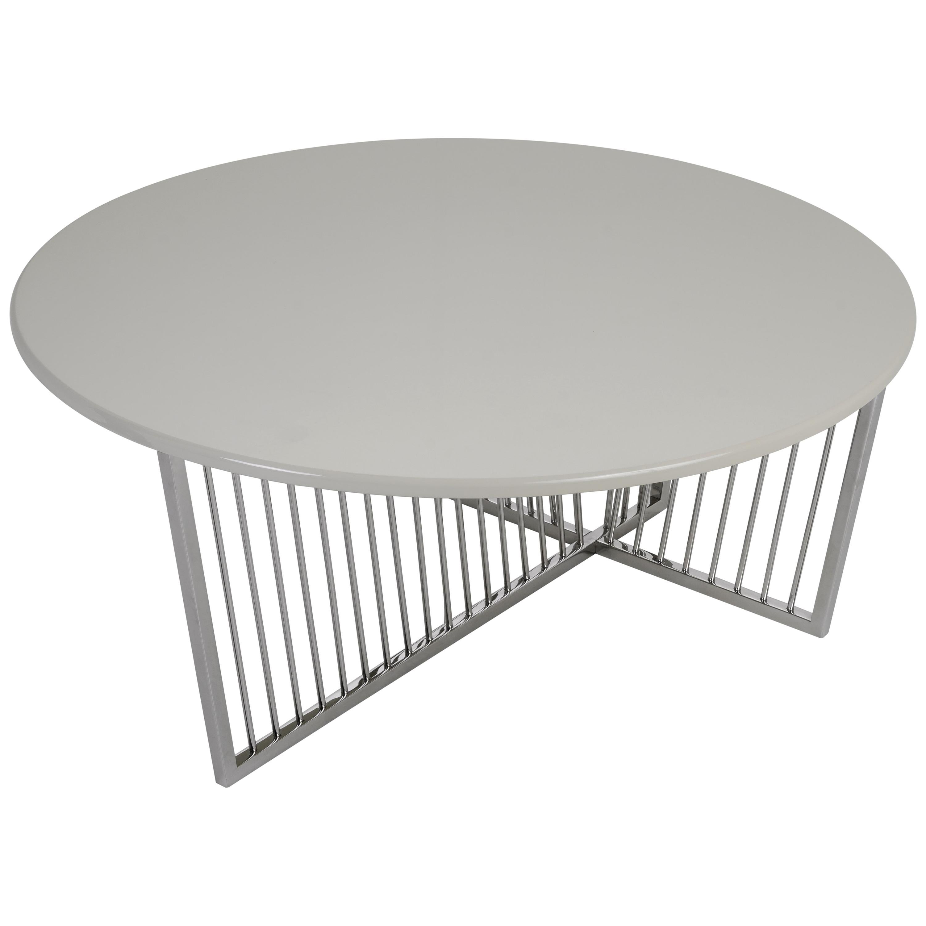 Round Faux Lava Stone Coffee Table with Arched Base at 1stDibs