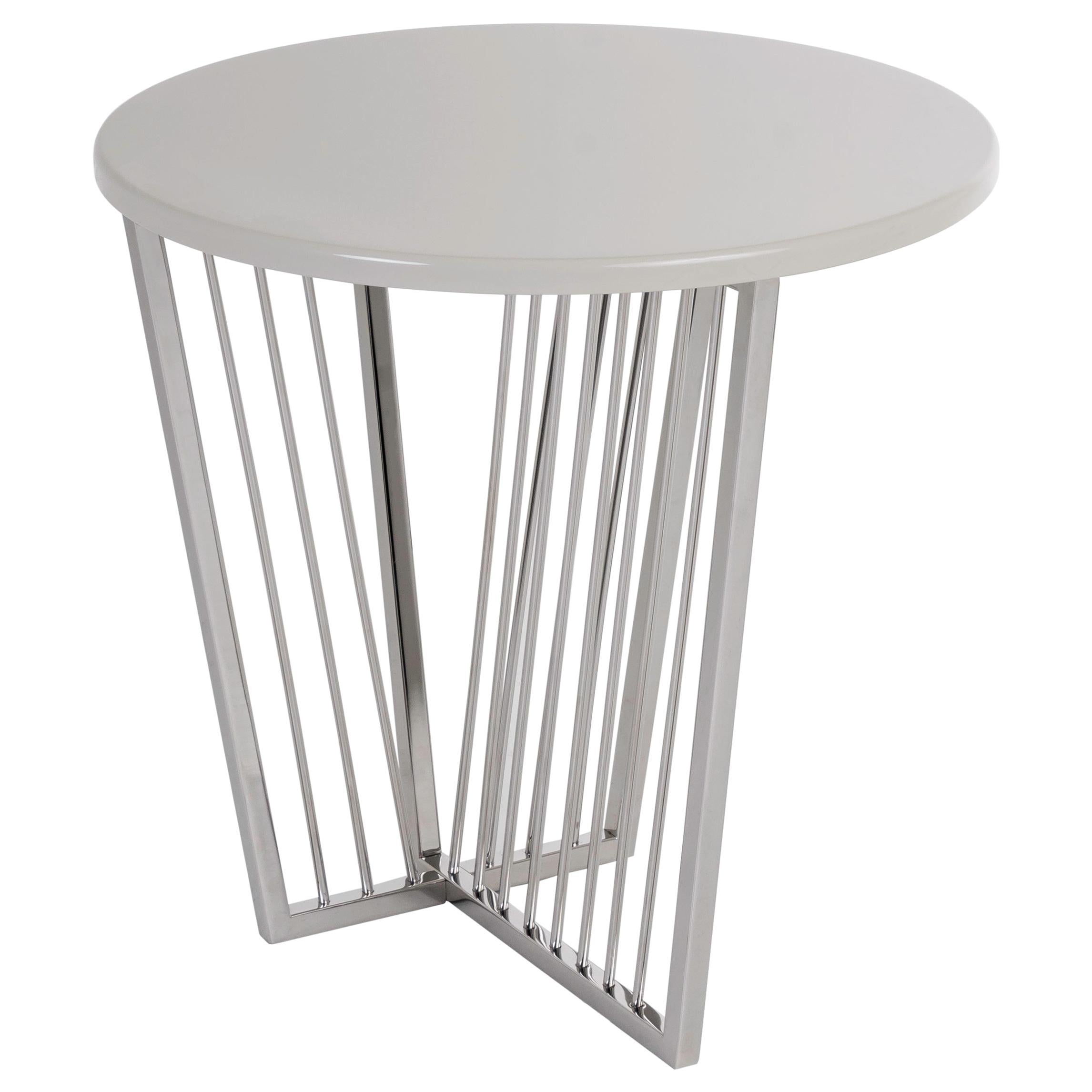 Stainless Steel and Resin Side Table with a Meteorite Inclusion at 1stDibs