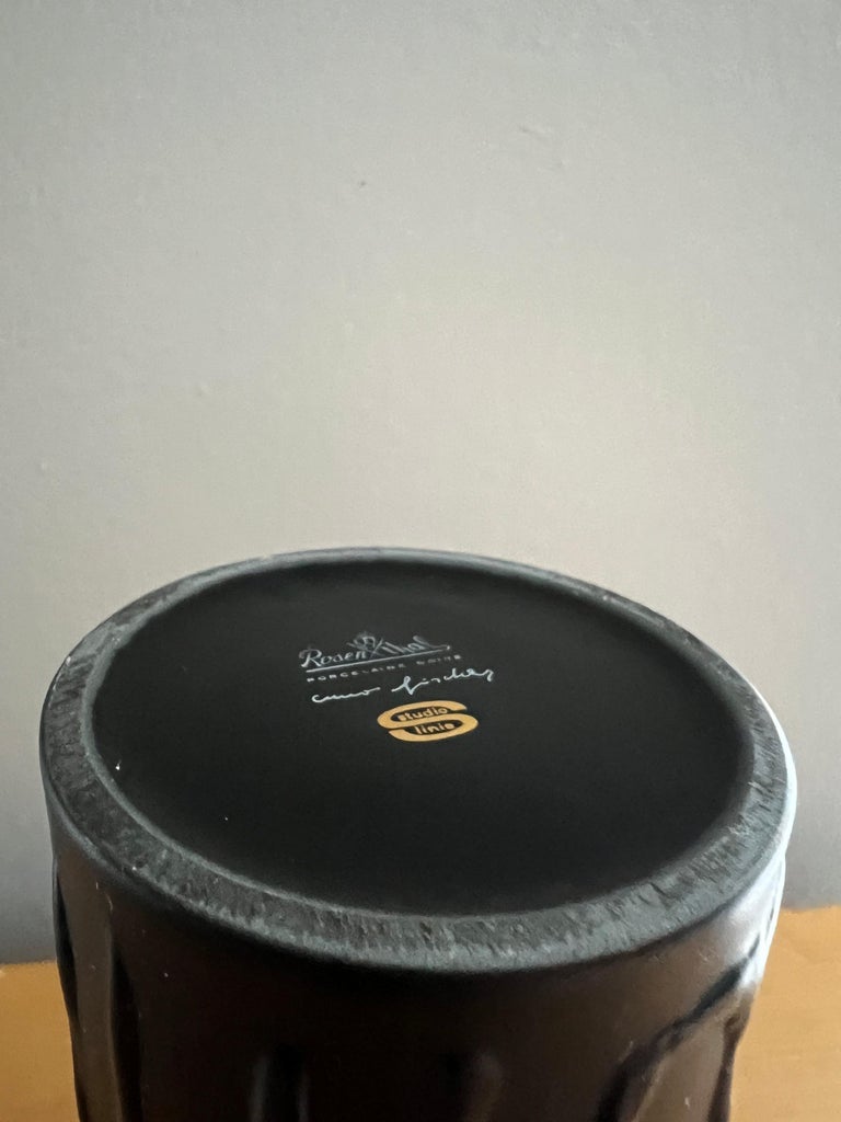 Cuno Fischer Black Matte Vase Abstract Glyphs Rosenthal Studio Line For ...