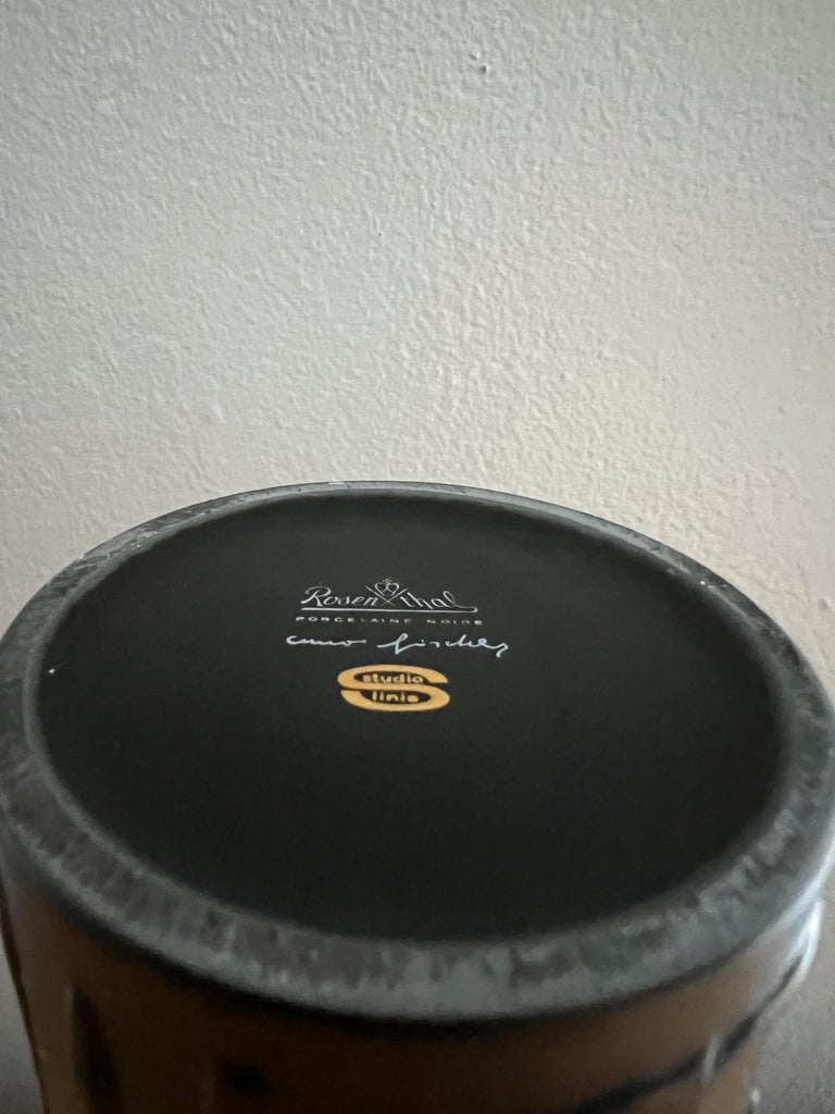 Cuno Fischer Black Matte Vase Abstract Glyphs Rosenthal Studio Line For ...