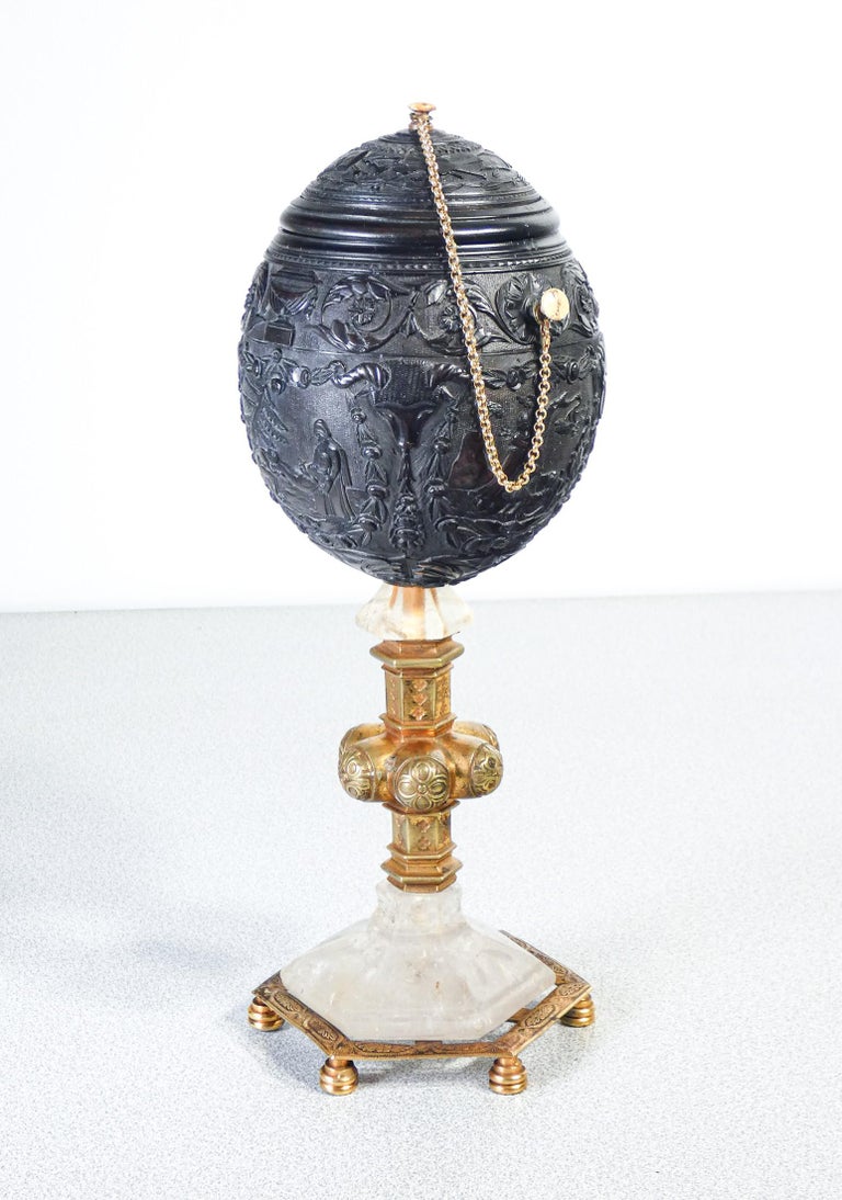 Cup Carved on Coconut, Base in Rock Crystal and Gilded Metal, 17th ...