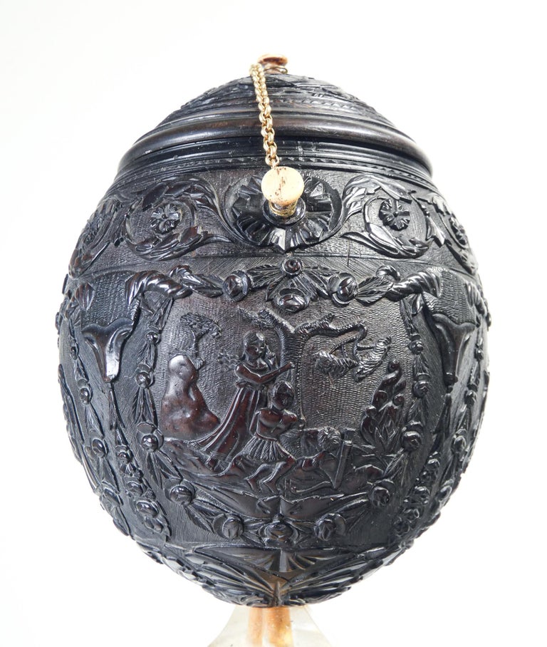 Cup Carved on Coconut, Base in Rock Crystal and Gilded Metal, 17th ...