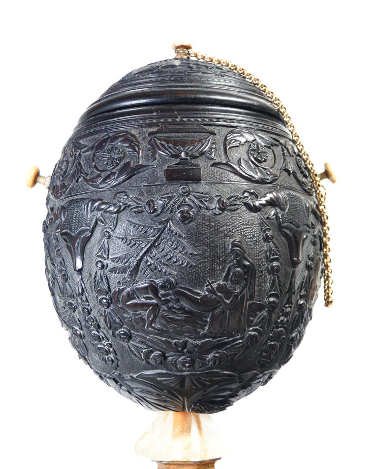 Cup Carved on Coconut, Base in Rock Crystal and Gilded Metal, 17th ...