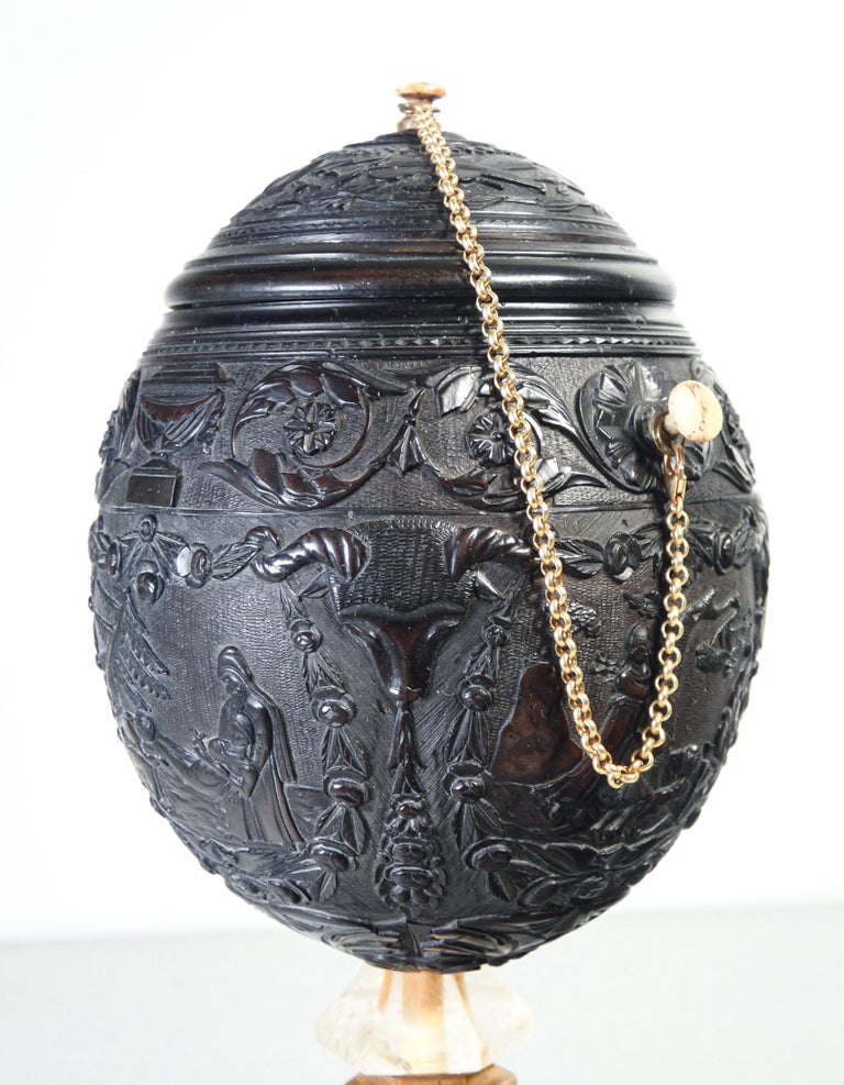 Cup Carved on Coconut, Base in Rock Crystal and Gilded Metal, 17th ...