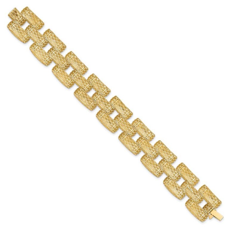 Curata Italian 14k Yellow Gold Panther Link Stampato Bracelet For Sale ...