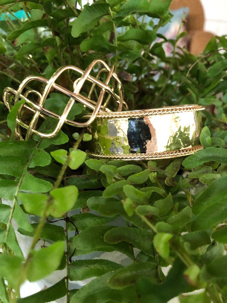 Curata Italian Solid 14k Yellow Gold Wide Woven Adjustable Cuff Bangle ...