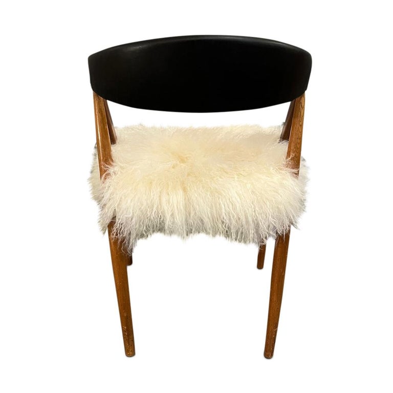 Curated Mid Century Dining/ Office/Accent Chair with New Mongolian Fur ...